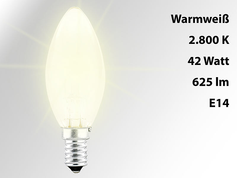 Luminea Halogen-Kerze, E14, 28 Watt, 370 Lumen, warmweiß, 10er-Set Luminea Halogen-Kerze, E14, 28 Watt, 370 Lumen, warmweiß, 10er-Set